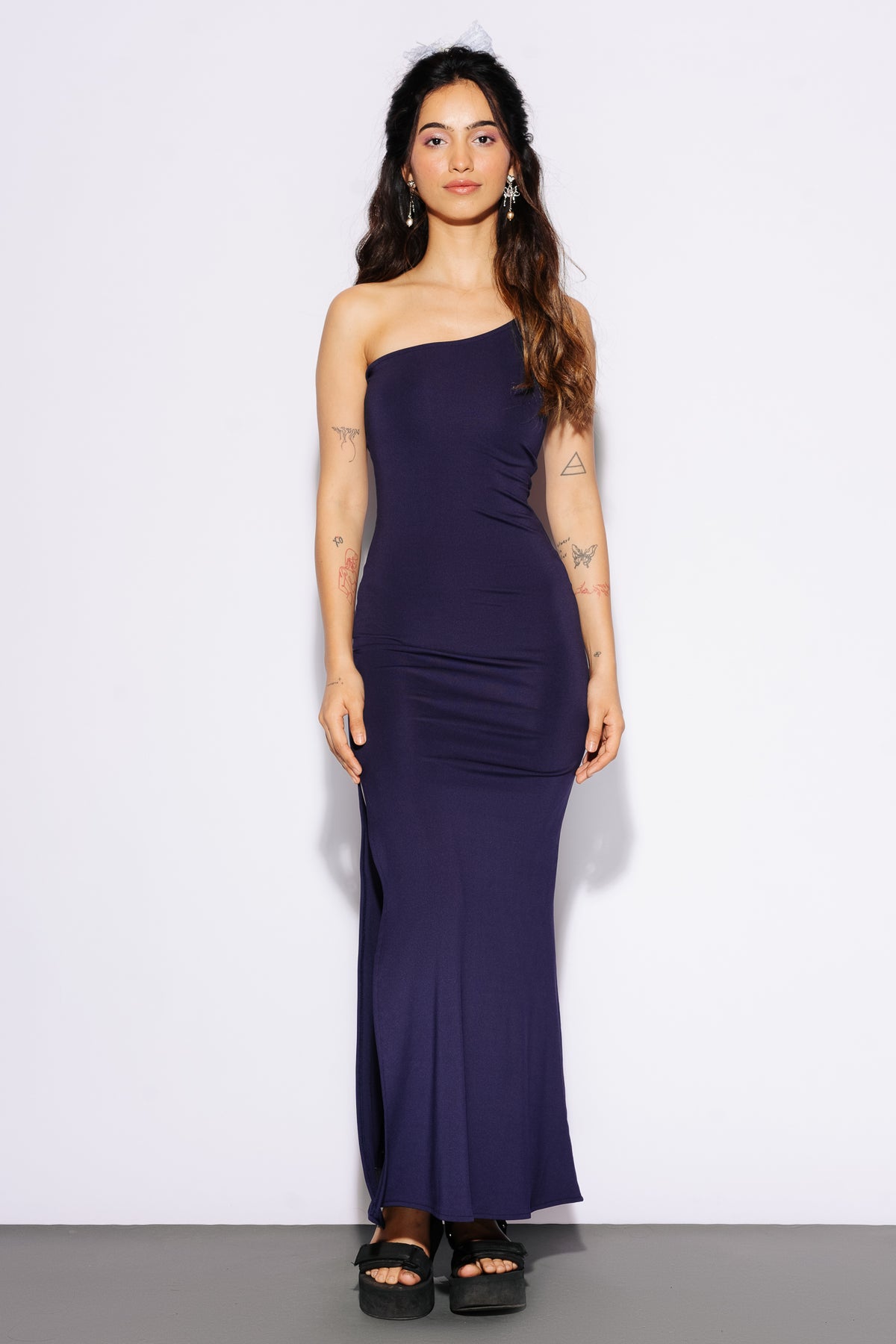 Kylie One-Shoulder Navy Dress